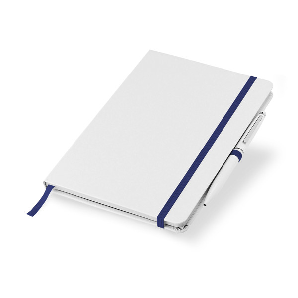 Bloco De Notas A5, Com Capa Em Cartão E Bolsa - Azul Royal