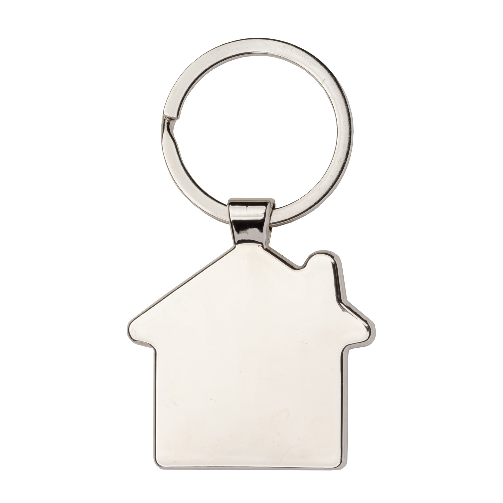 Metal Keychain In The Shape Of A Small House, With Bamboo Front Detail