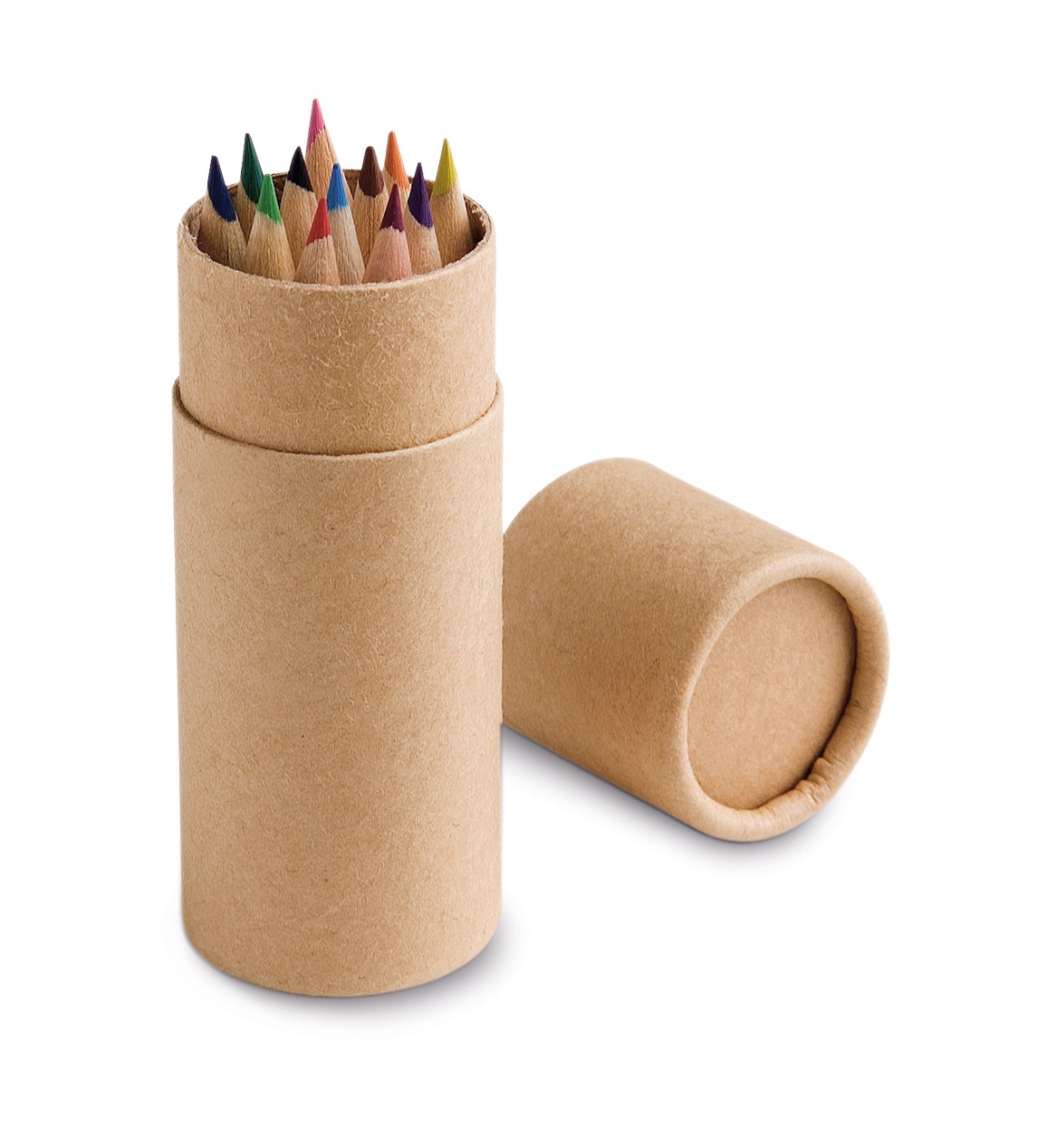 CYLINDER. Pencil box with 12 coloured pencils