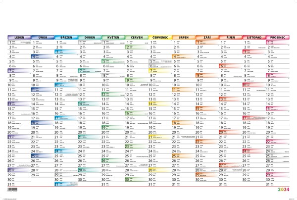 Wall map calendar 2024, 94x63cm - Colour