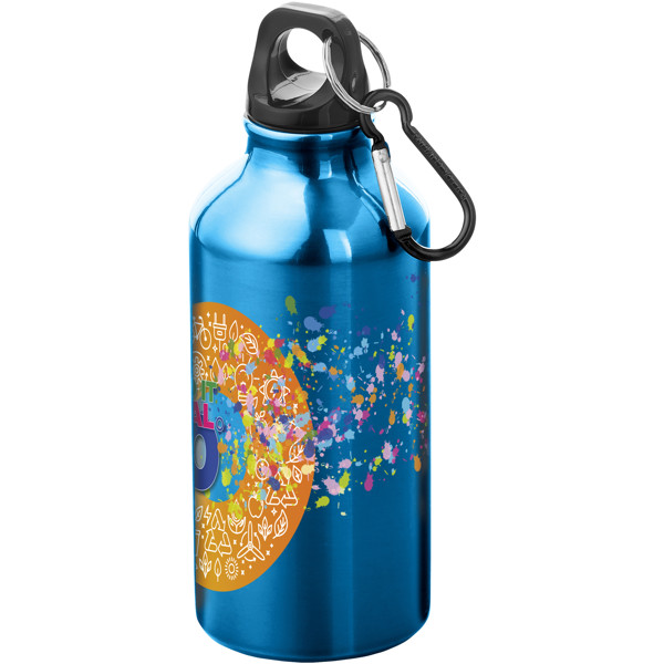 Oregon 400 ml aluminium water bottle with carabiner - Blue - Margt Smatt